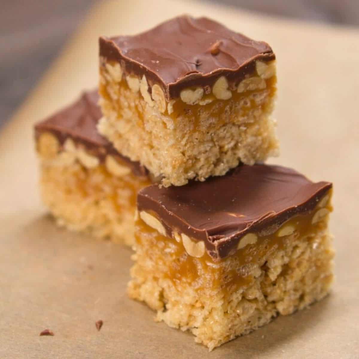 No-Bake Snickers-Inspired Rice Krispie Treats